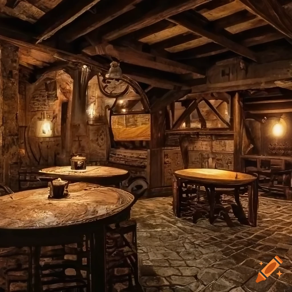 Interior of a medieval tavern