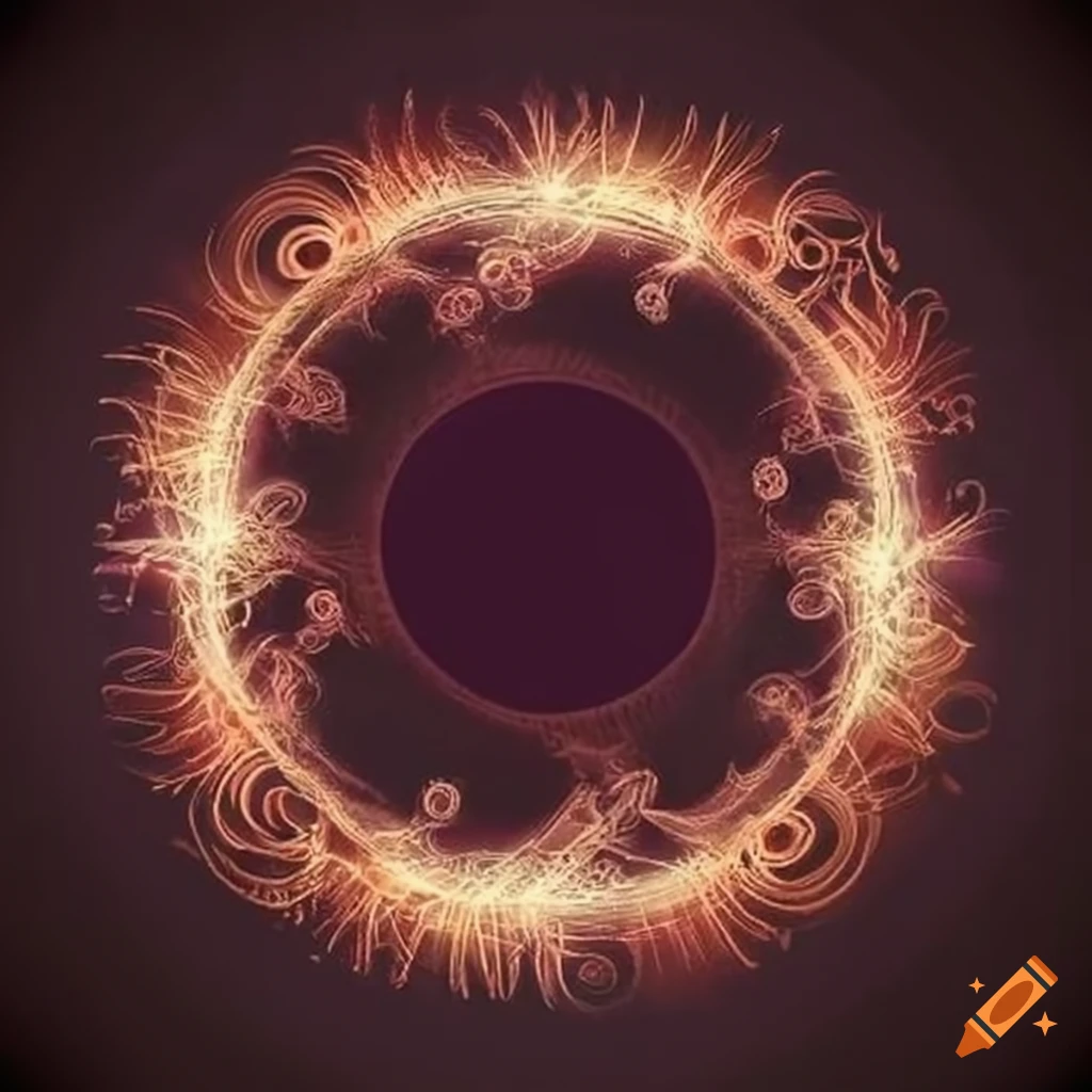 A tribal magic circle with small round sparks around on Craiyon