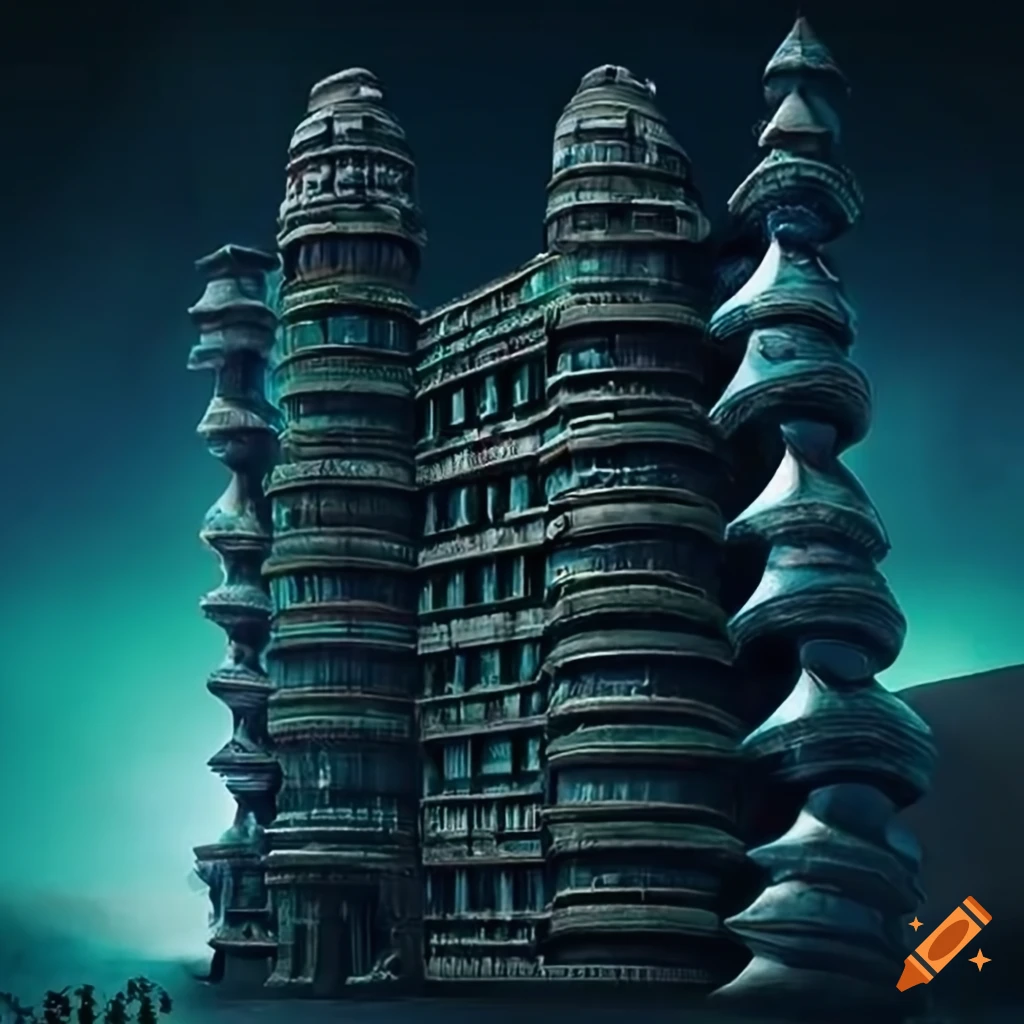 Alien library building on Craiyon