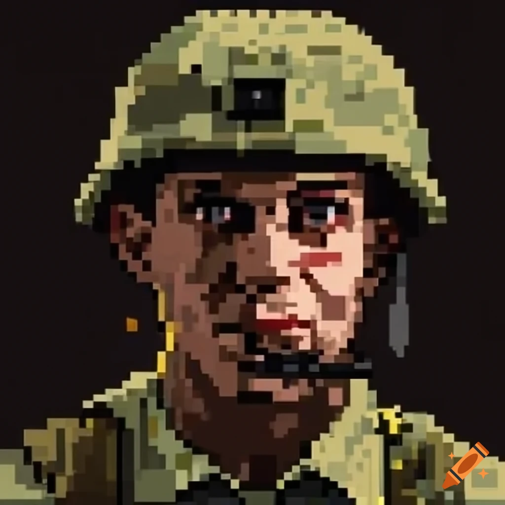 Pixel art portrait australian soldier