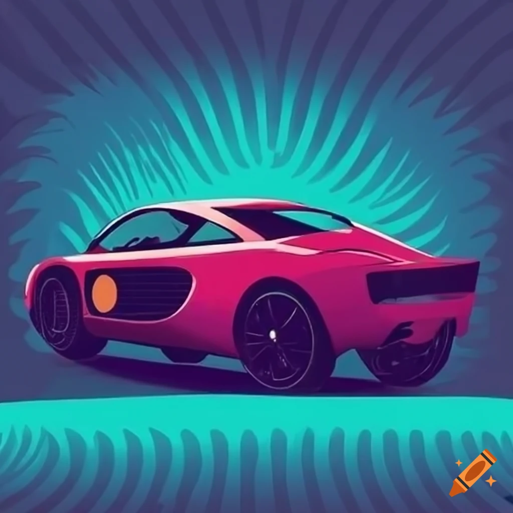 Super car in retro wave style on Craiyon