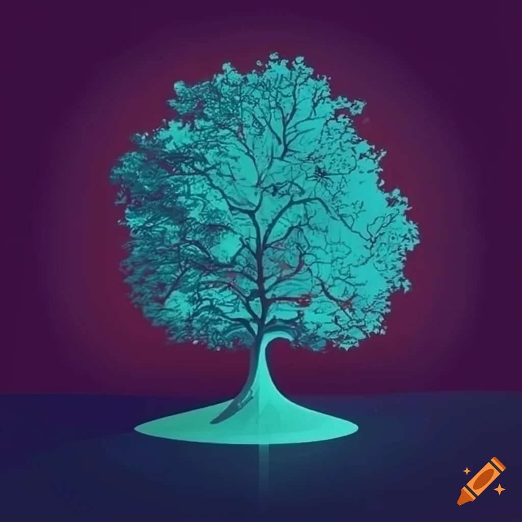 Tree in retro wave style on Craiyon
