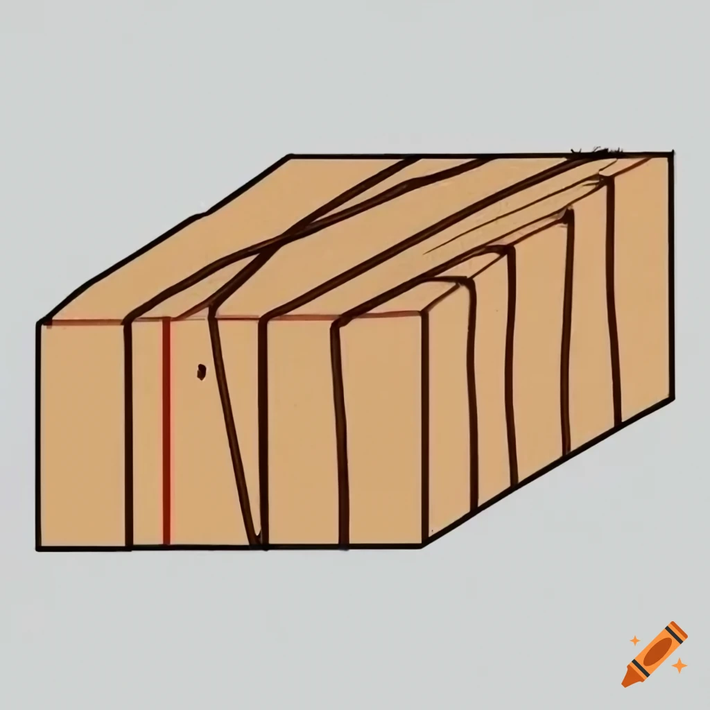 Draw a section of timber with grain directions on Craiyon