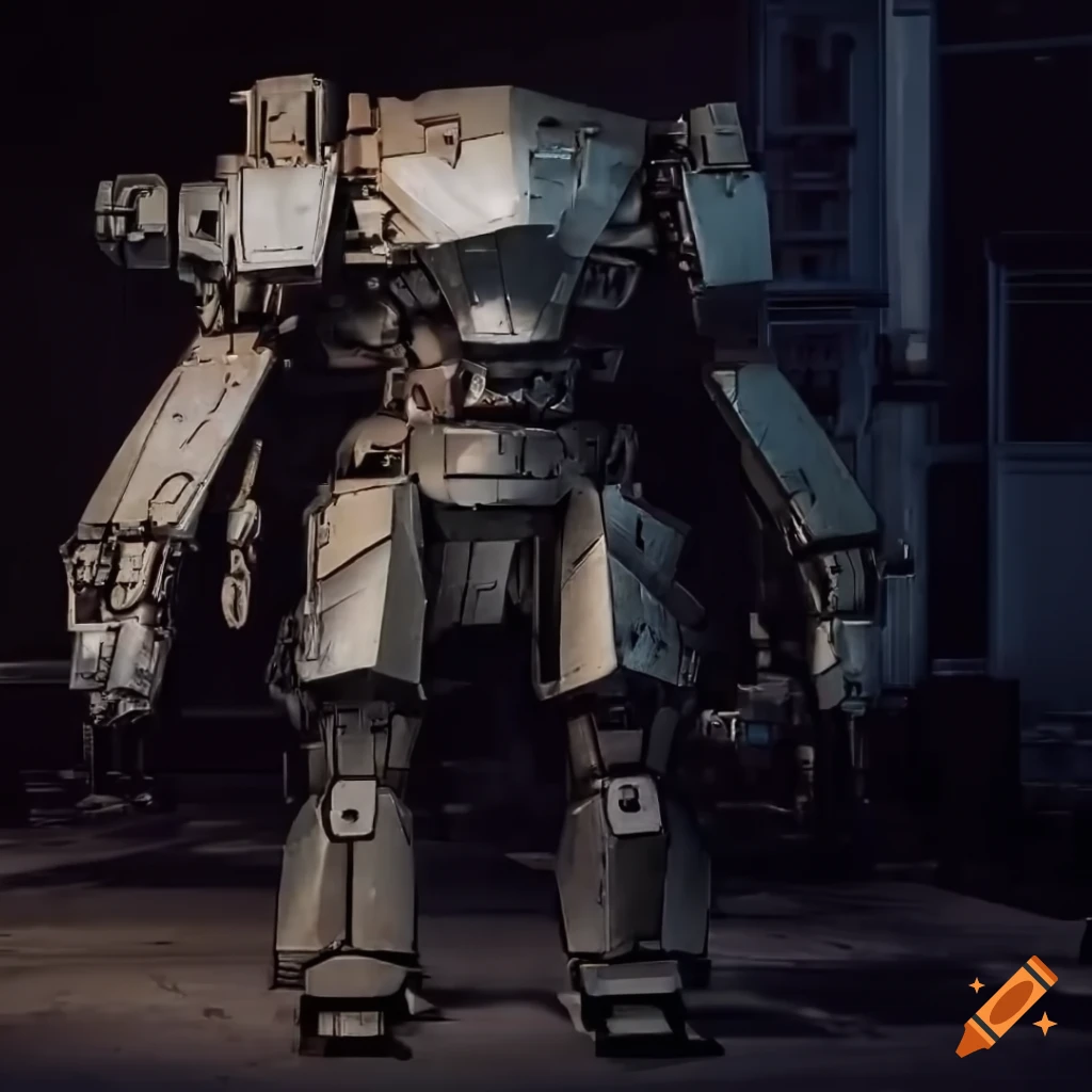 A mecha is being repaired in a massive factory, the mecha has highly ...