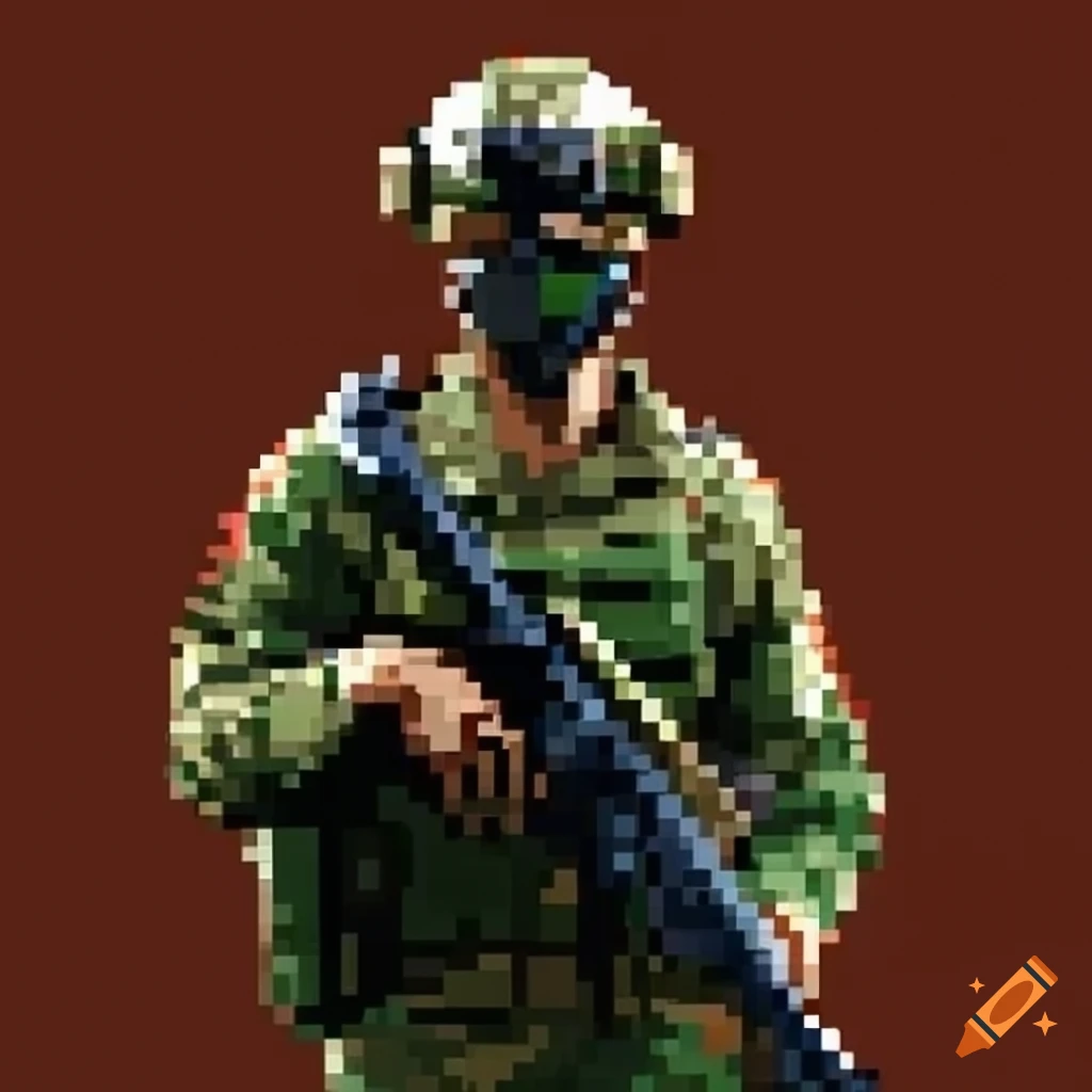 Pixel art shellshock portrait australian soldier on Craiyon