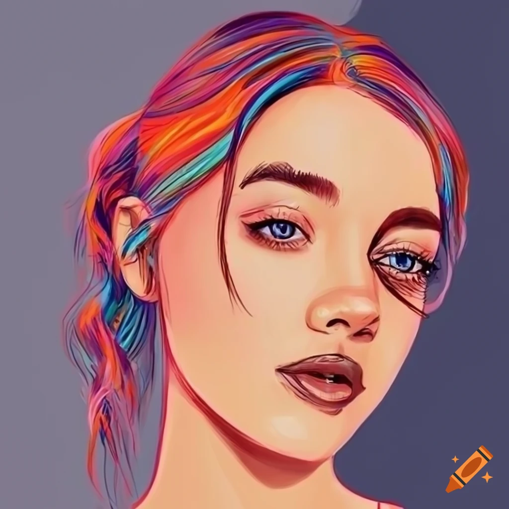 Outline drawing portrait on Craiyon