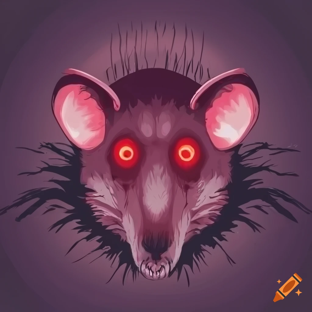 Rat in a dungeon, vector art style, red glowing eyes on Craiyon