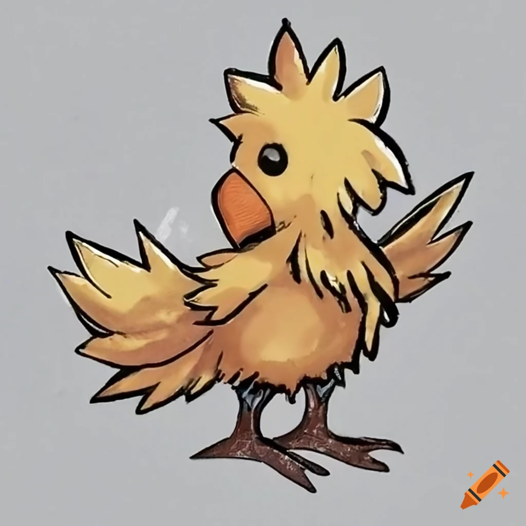 Cute chocobo ink stamp on Craiyon