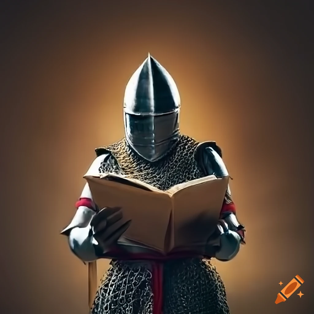 Knight reading a book on Craiyon