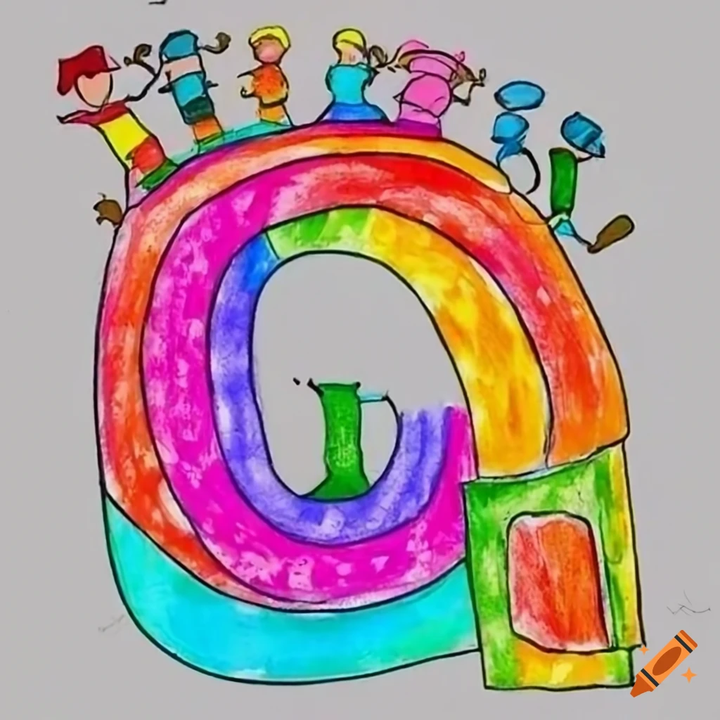Children drawing, alphabet drawing, colorful