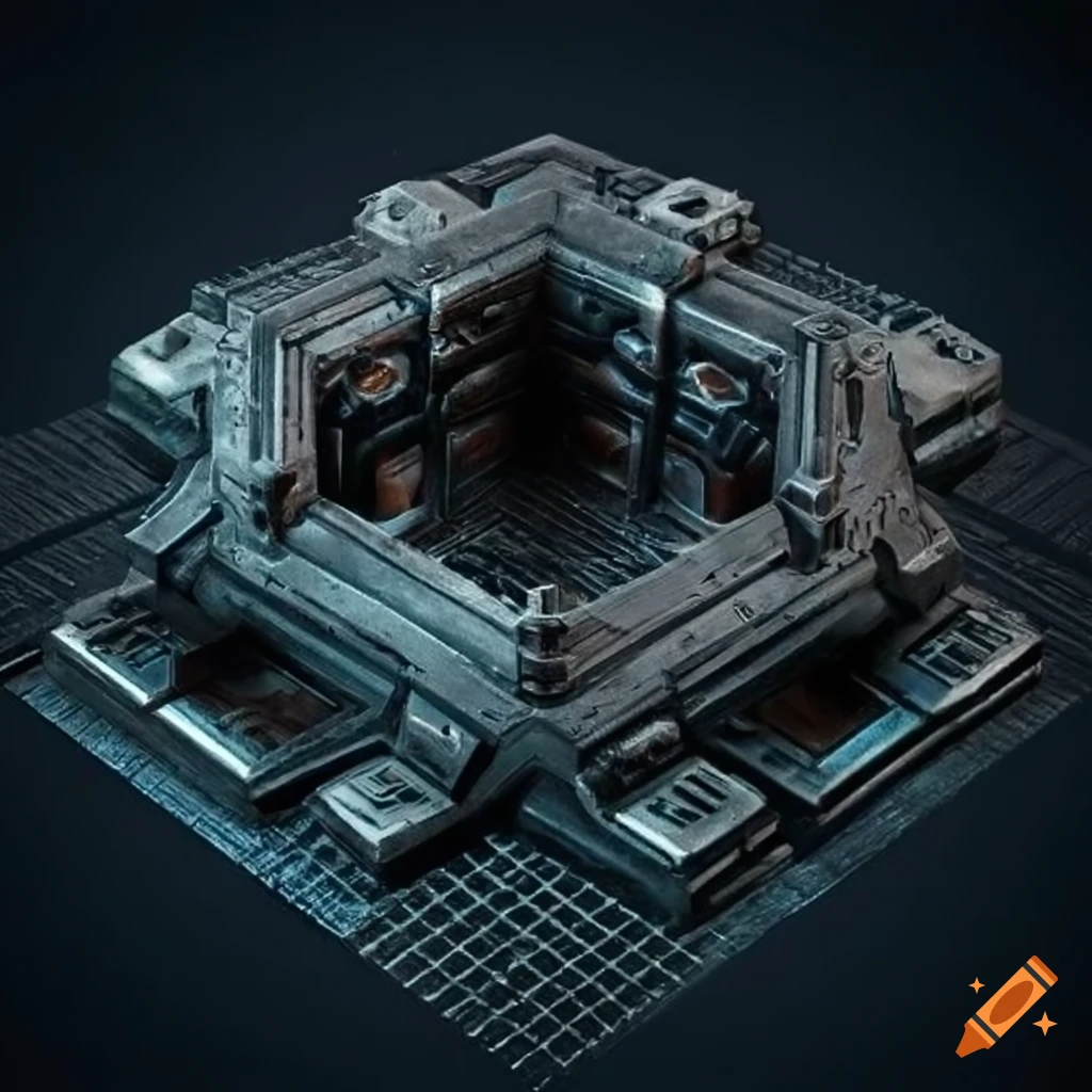 Industrial sci-fi square base on Craiyon