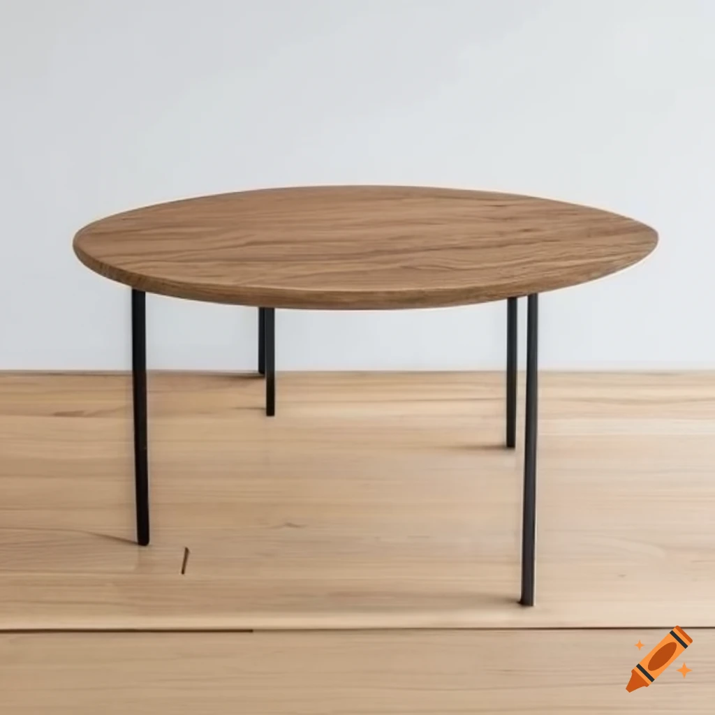 A design table made of oak, with 4 metal legs