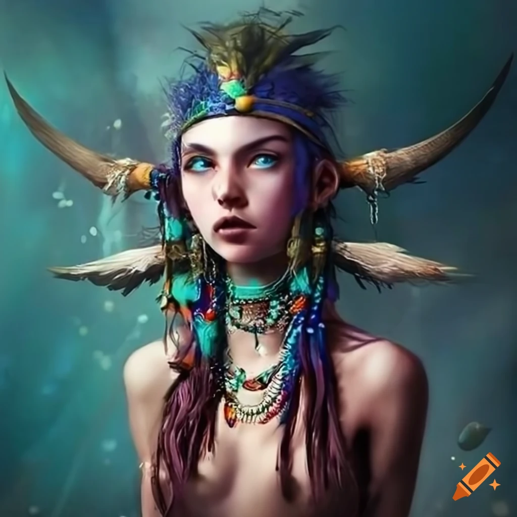 Shamanic girl on Craiyon