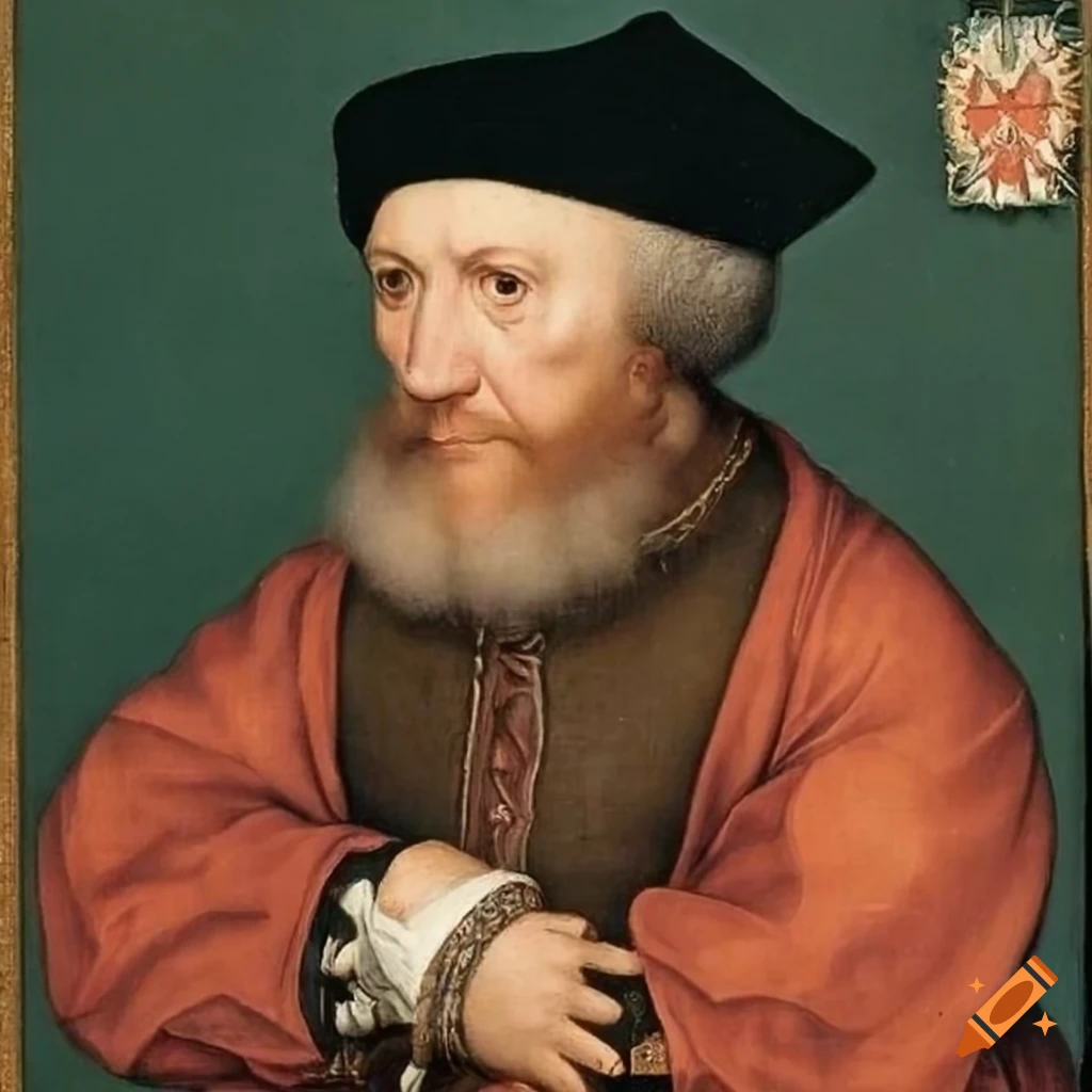 Renaissance painting of a bearded duke by hans holbein on Craiyon