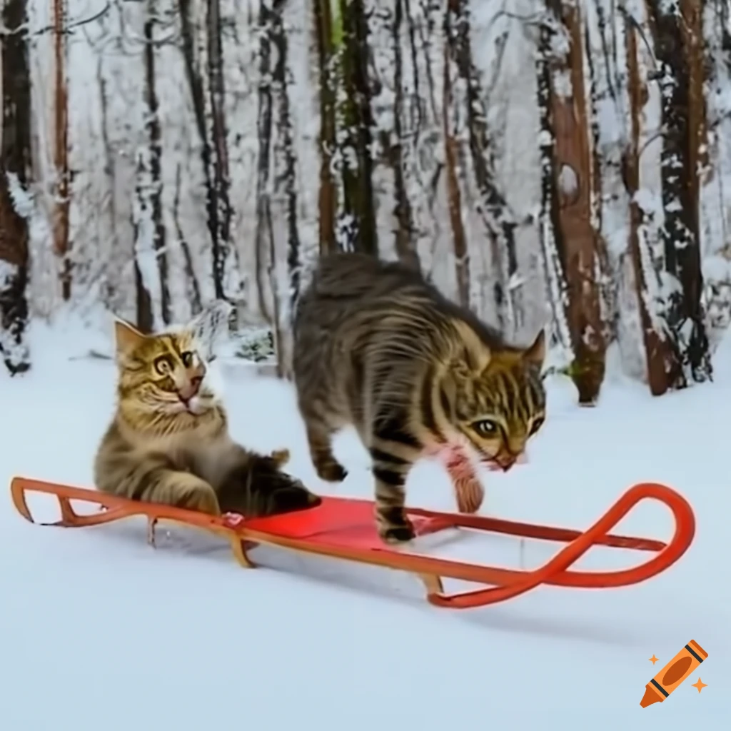 Cats pulling a sled 🛷 on Craiyon