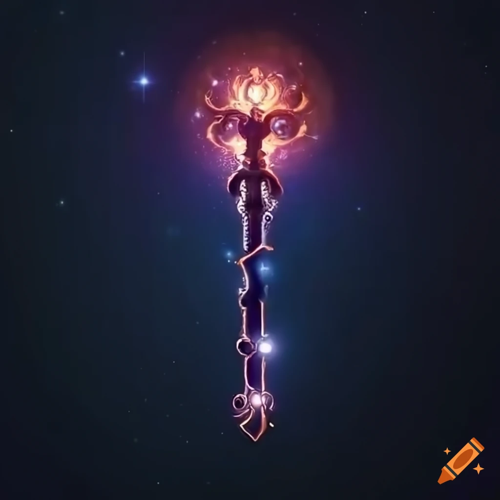 This constellation appears as an ornate key. Two stars form the handle ...
