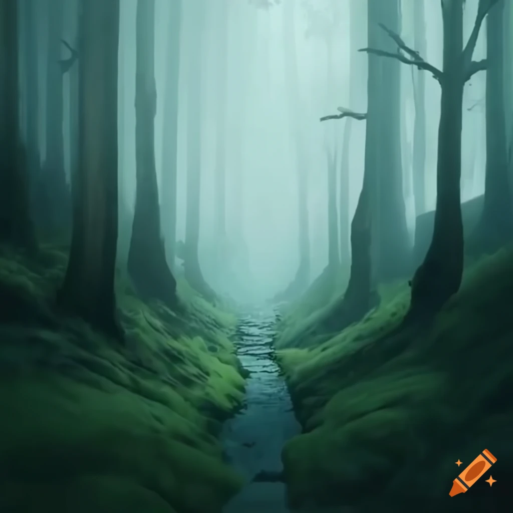 Take a lanscape view dramatic forest, with bird, realistic, cinematic