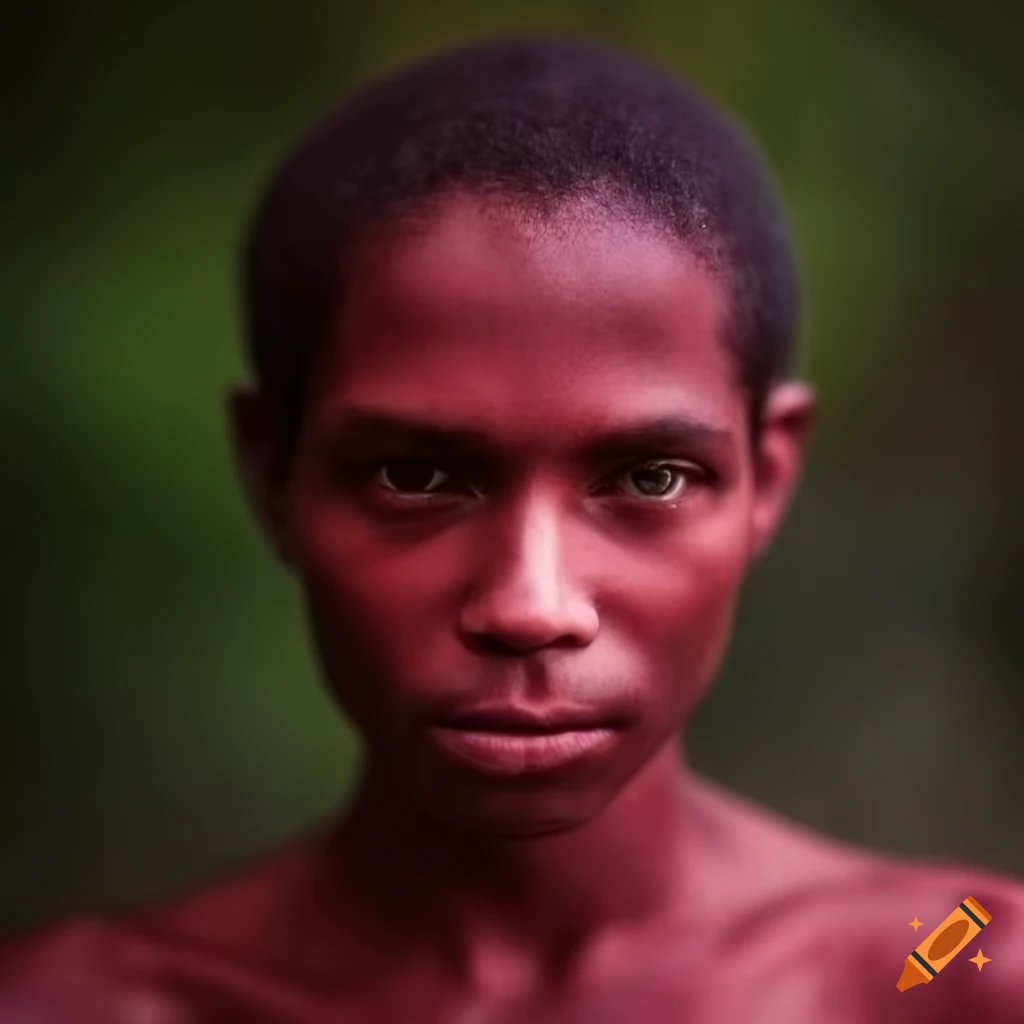 Man with maroon coloured skin on Craiyon