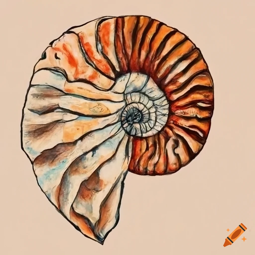 Sketch of ammonoids in the style of egon schiele
