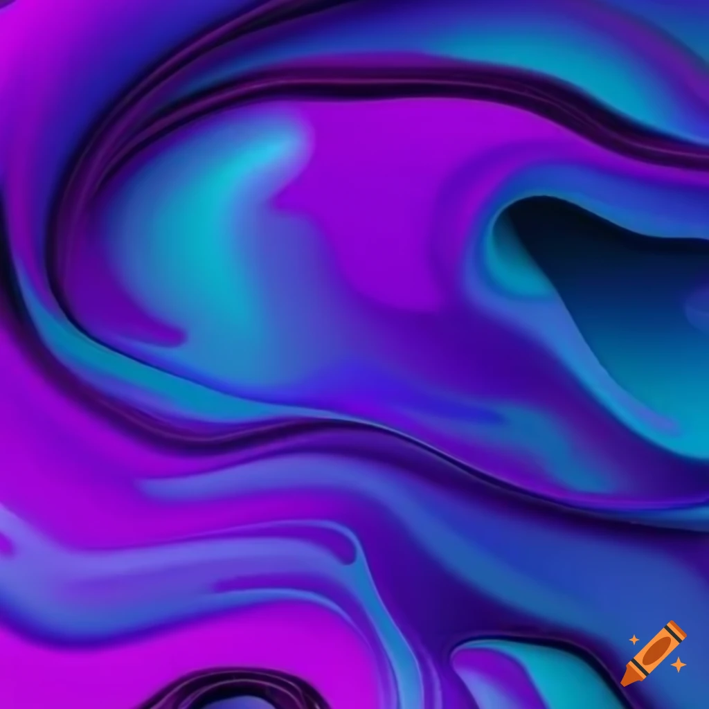Blue and purple gradient color floating liquid blob. 3d rendering picture