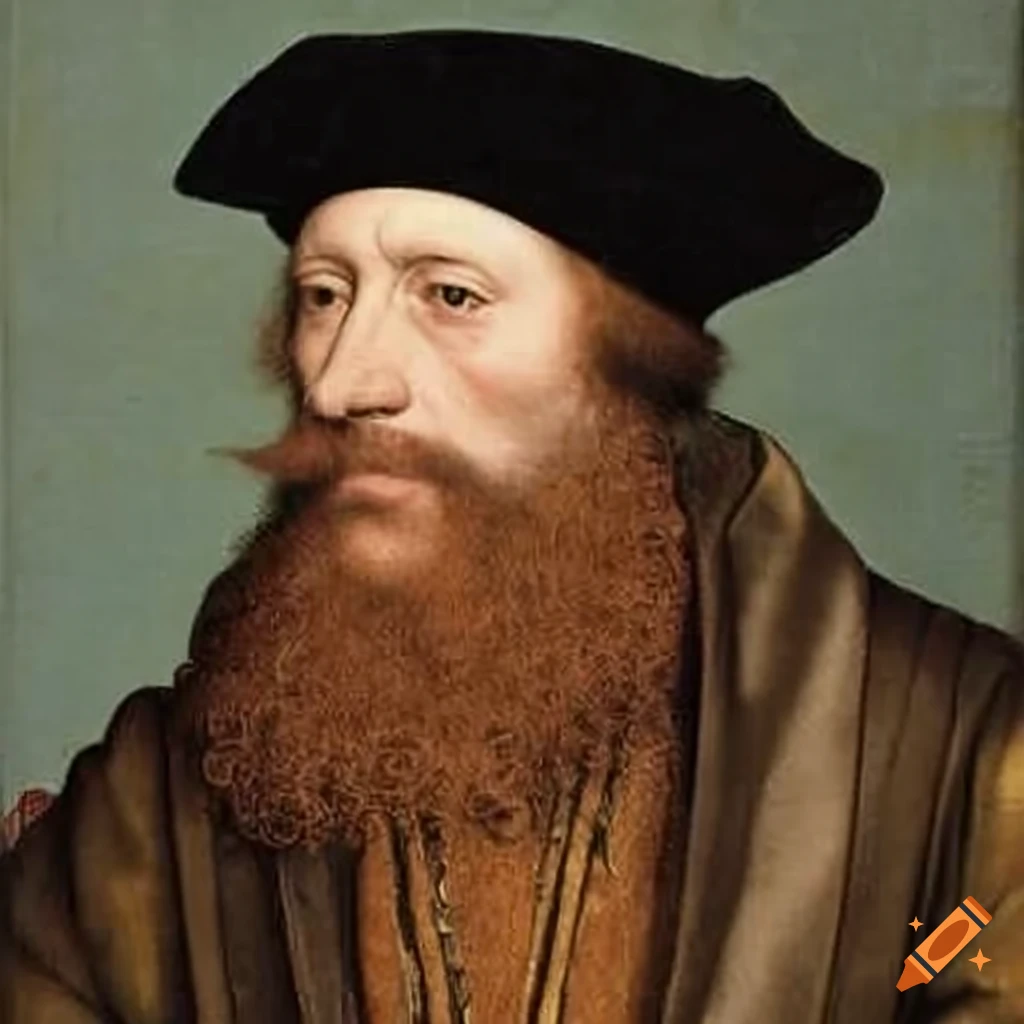 Portrait of king with goatee beard, painting by hans holbein