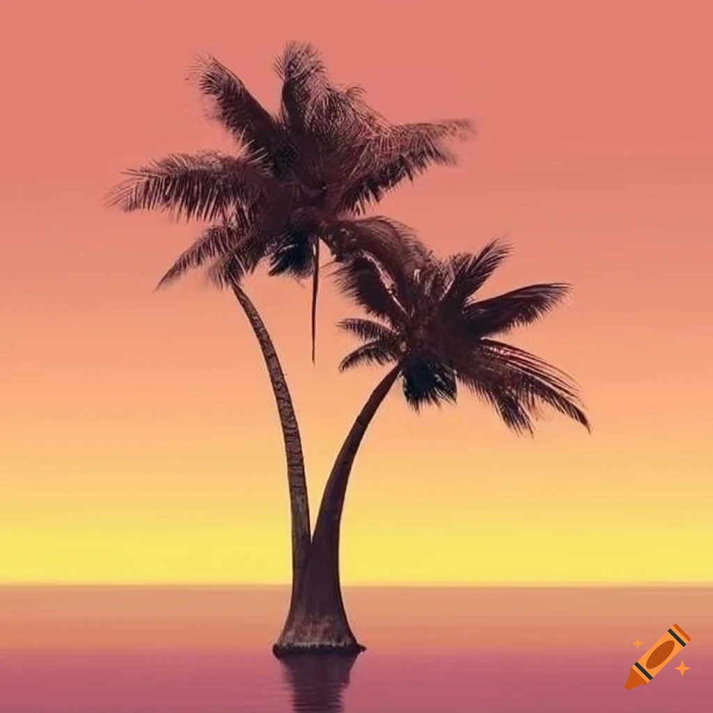 Palm trees in an exotic setting with warm colors