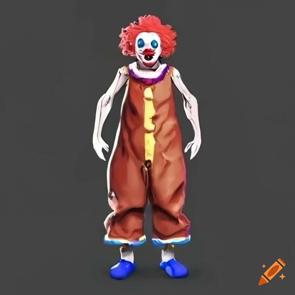 2d clown, video game character, no background, human proportions, full ...