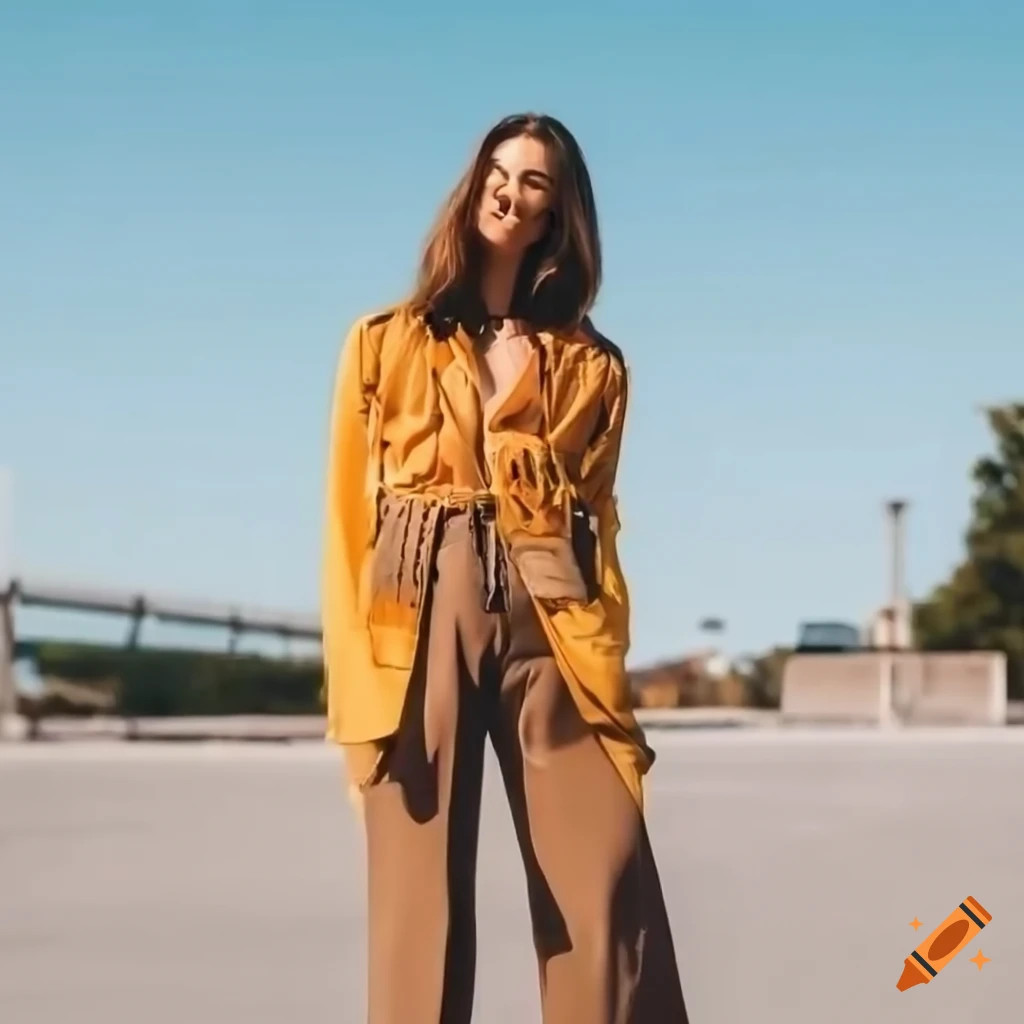 Full-body photo of an influencer wearing a trendy outfit outdoors ...