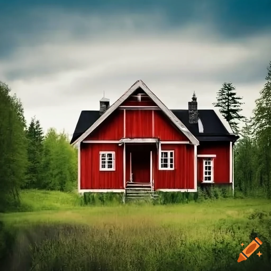 Red house in the finnish countryside