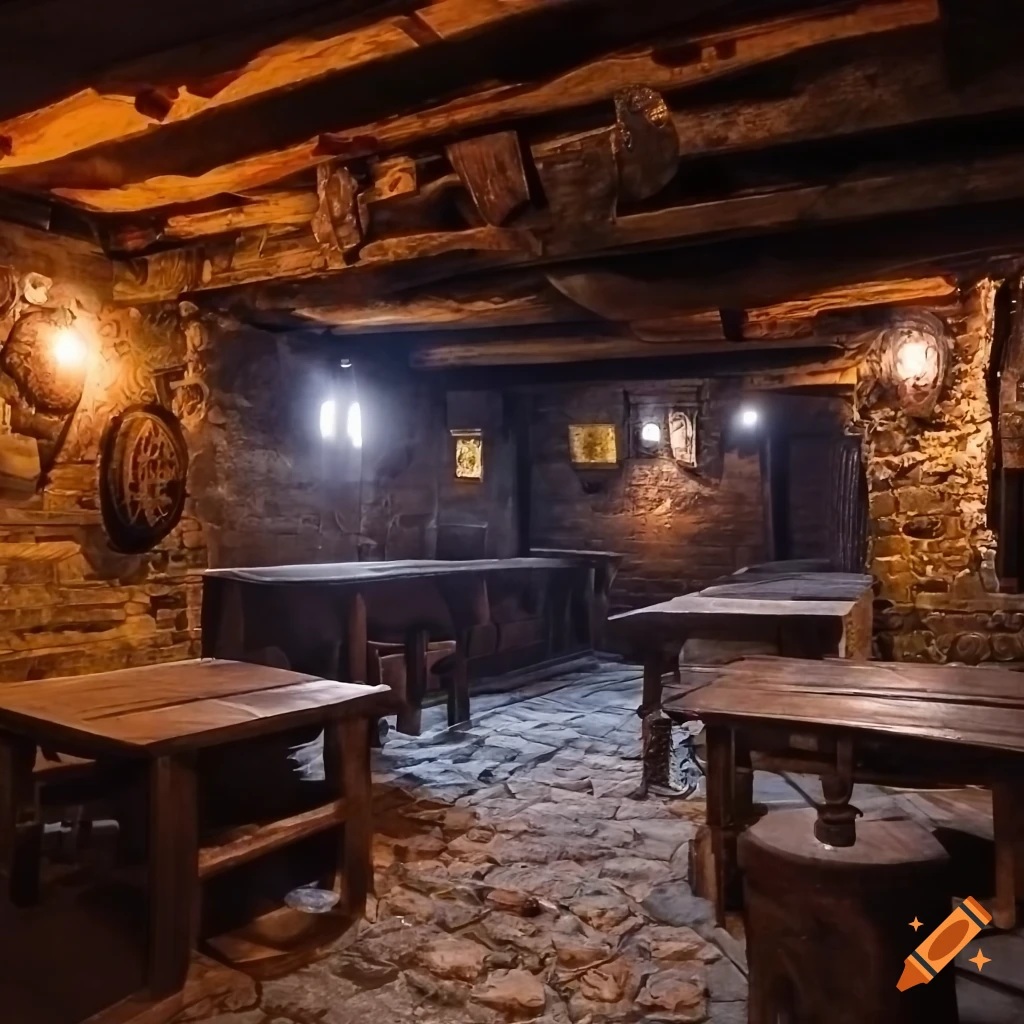 Interior of a medieval tavern