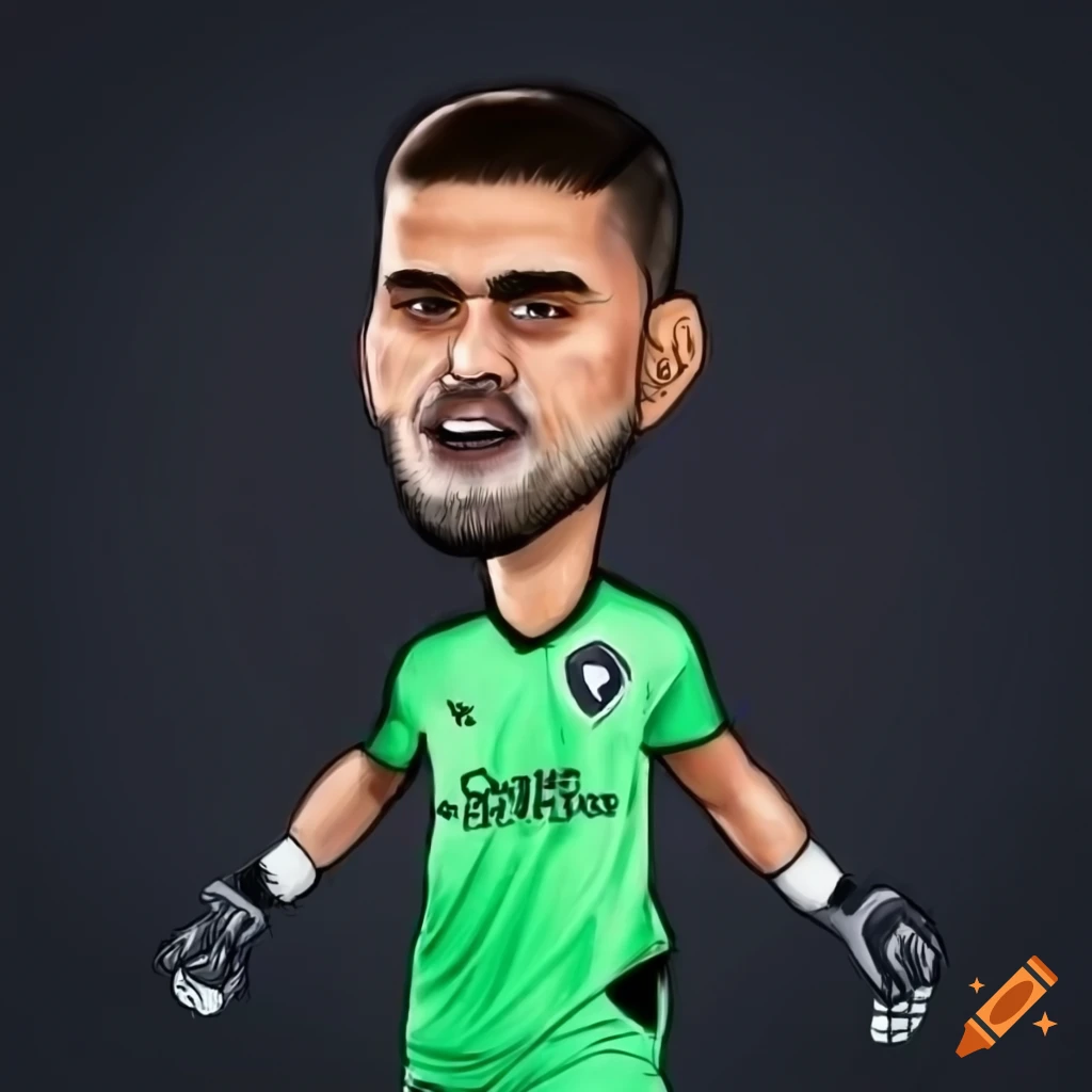 Caricature of lucas perri, goalkeeper from brazilian team botafogo