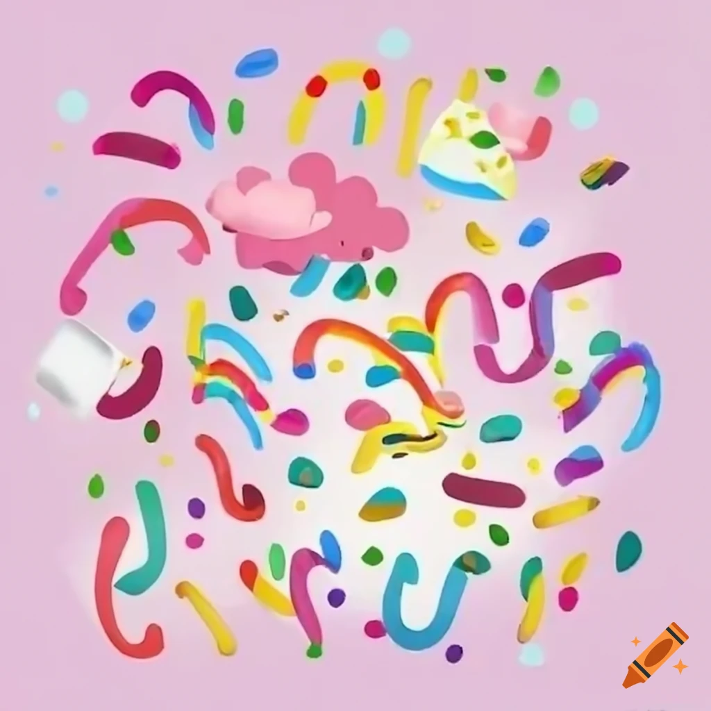 Graphic of weather forecast for raining marshmallows, glittery wind ...
