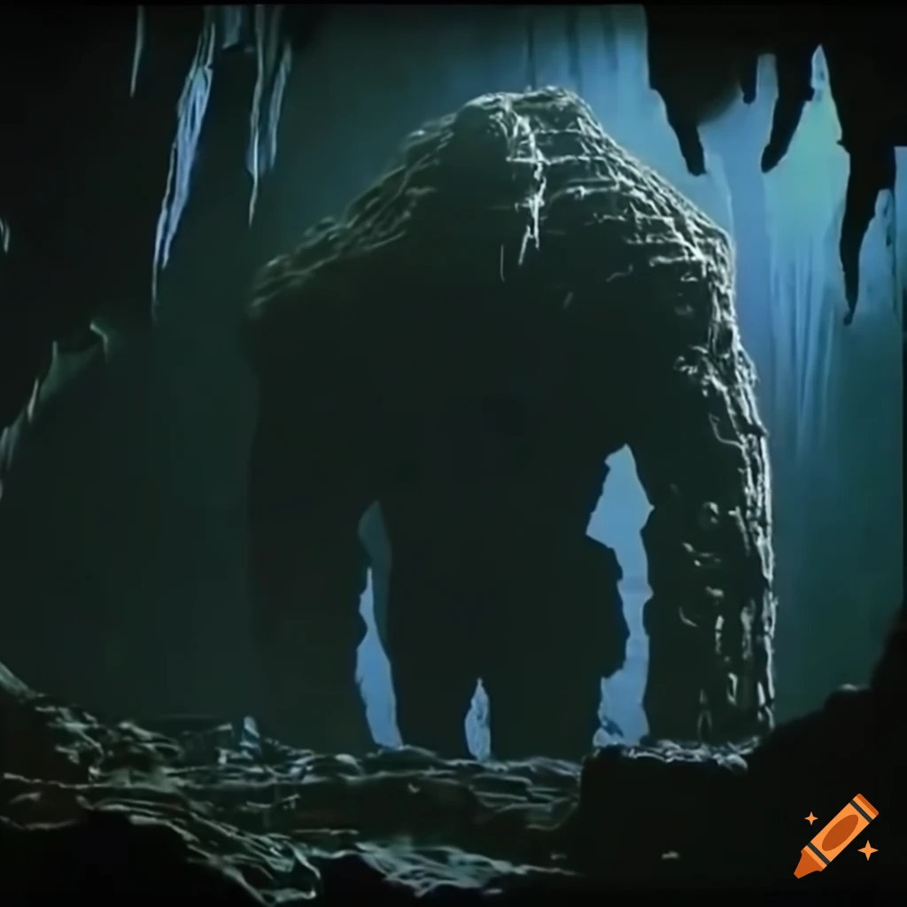 Vhs screengrab from 1989 dark fantasy movie. gigantic golem marching ...