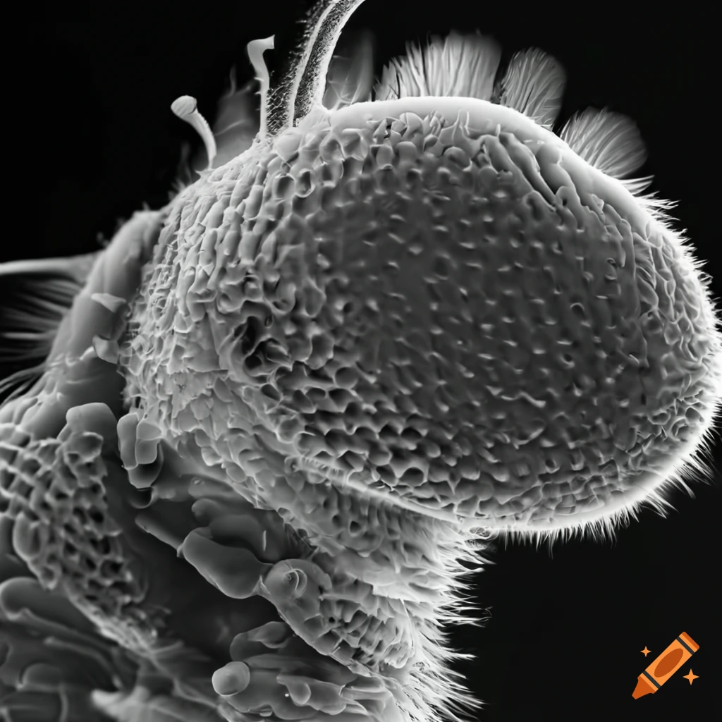 Many insect hairy wings raster electron microscope photo hires monochrome