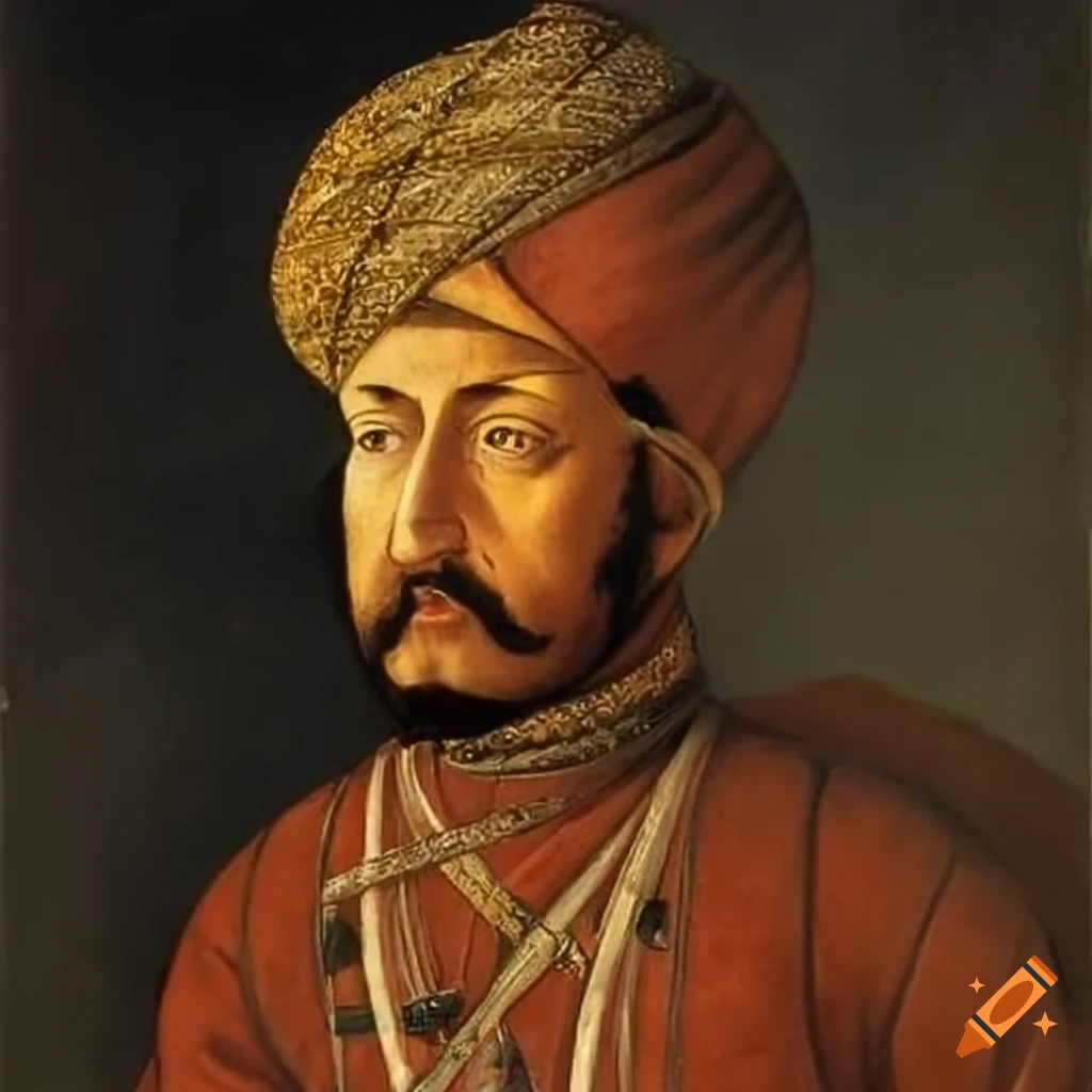 A western painting of an unit of mughal soldiers with muskets in the ...