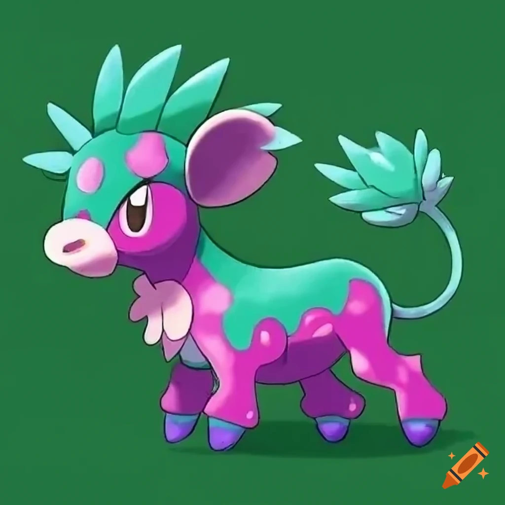 Cowza: a grass type pokemon that resembles a gentle and nurturing cow ...