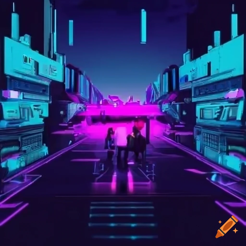 Videogames in retrowave style
