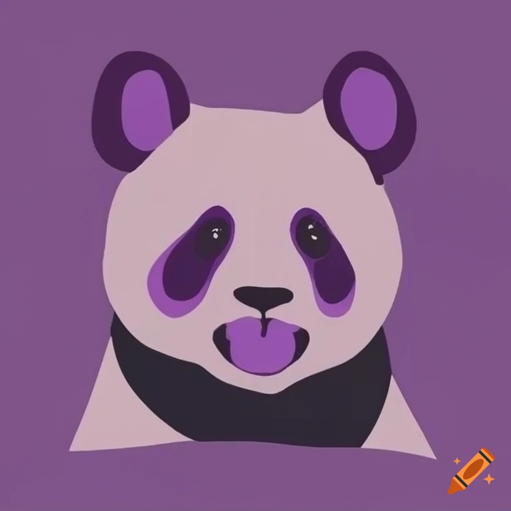 Face purple panda minimalist