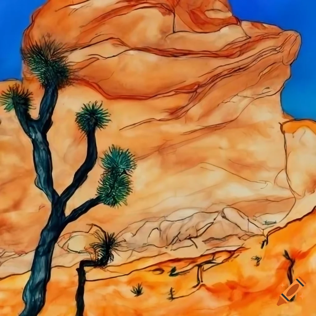 Sketch of the joshua tree desert in the style of egon schiele on Craiyon