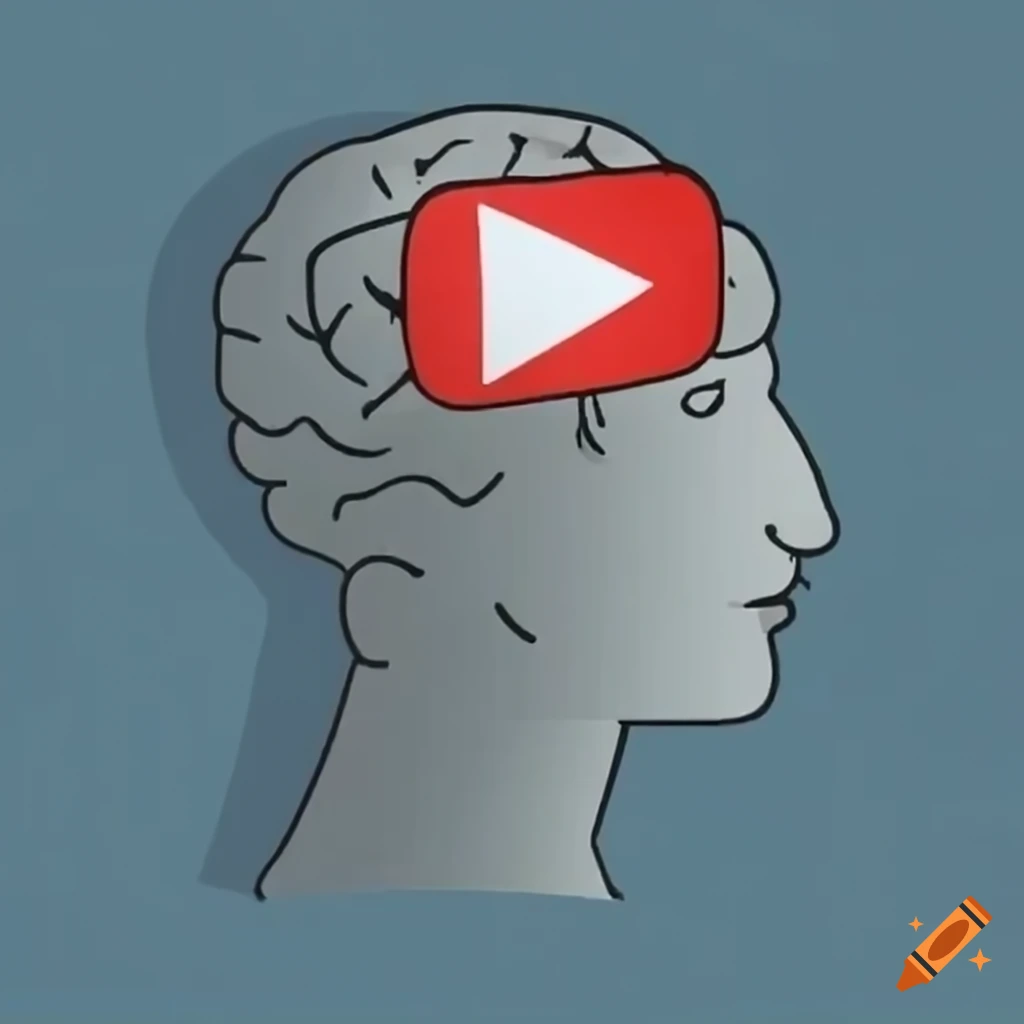 Brain with the youtube sign in the middle on Craiyon