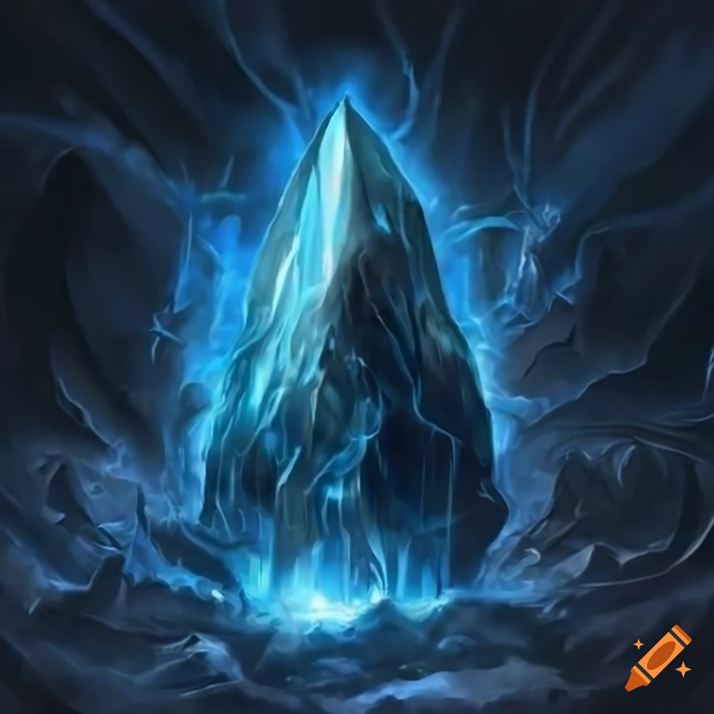 Blue mana shard with blue deathstorm background on Craiyon