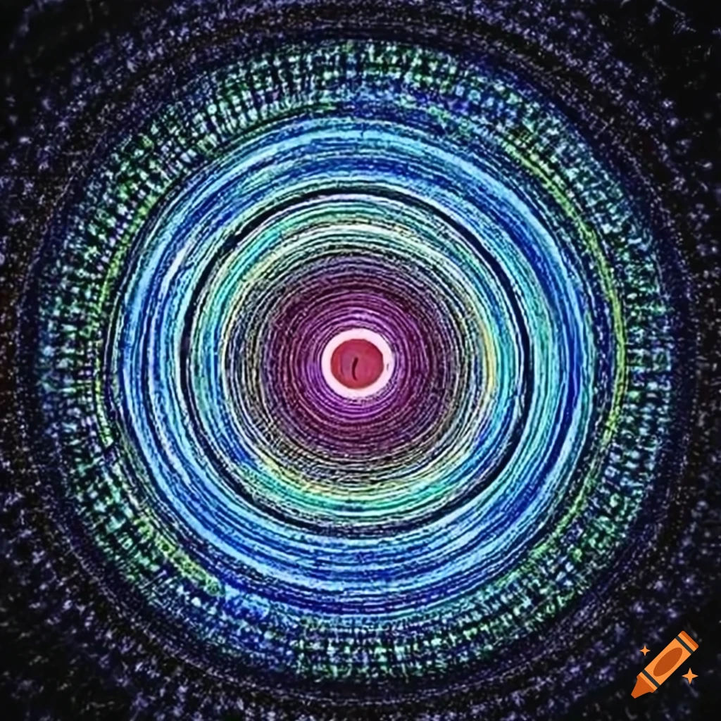 Artistic drawing of human energy field with concentric circles on Craiyon
