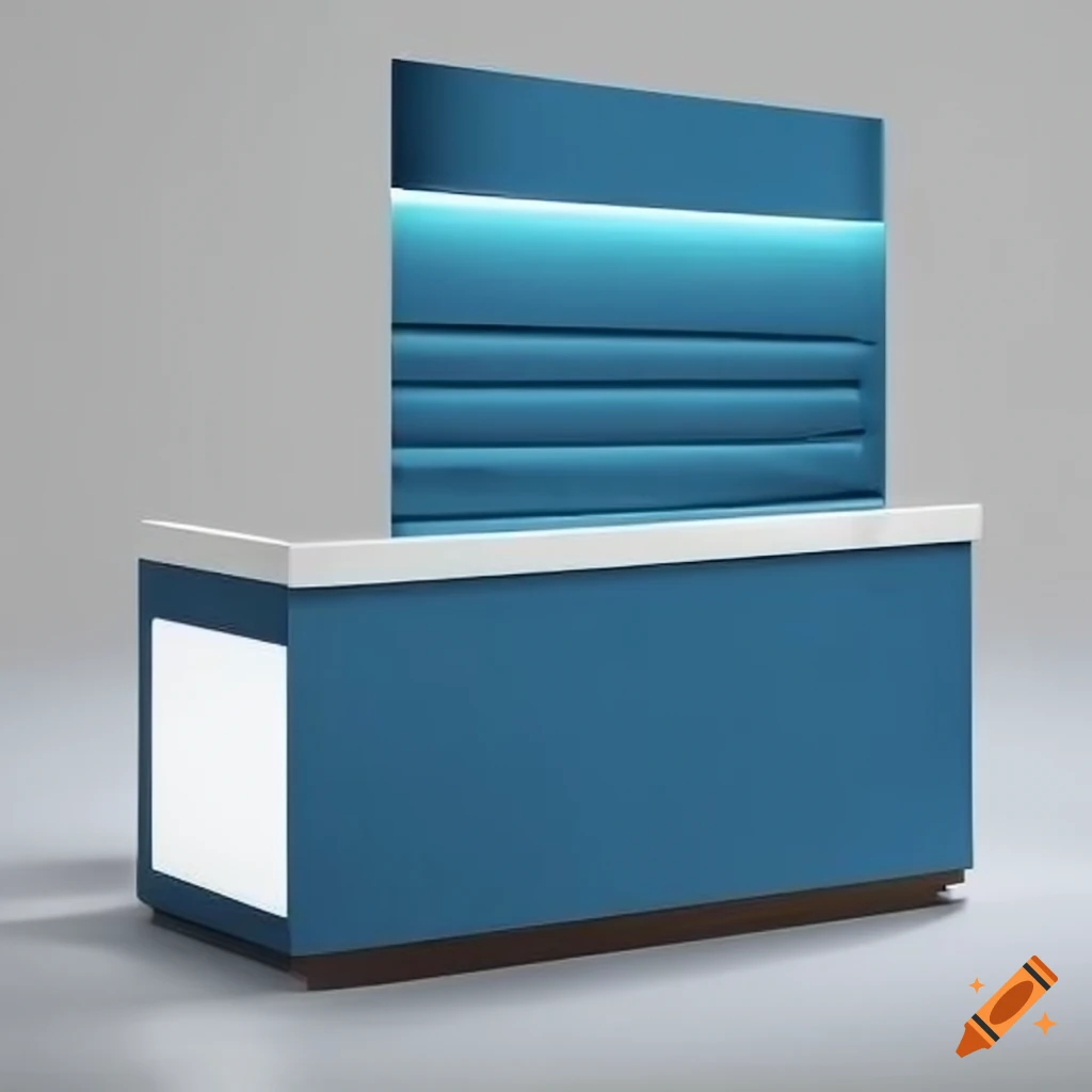 Basic blue booth reception desk