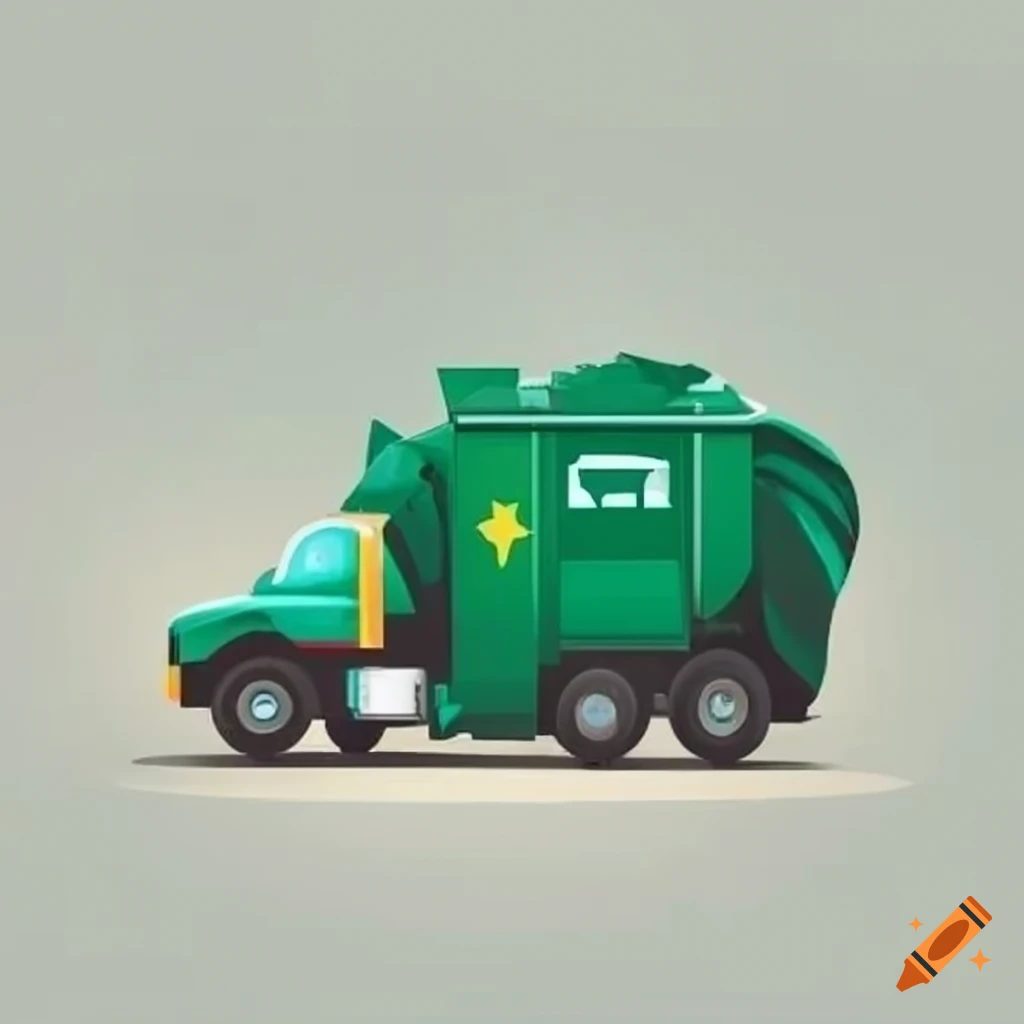 Waste management logo with garbage truck and containers on Craiyon