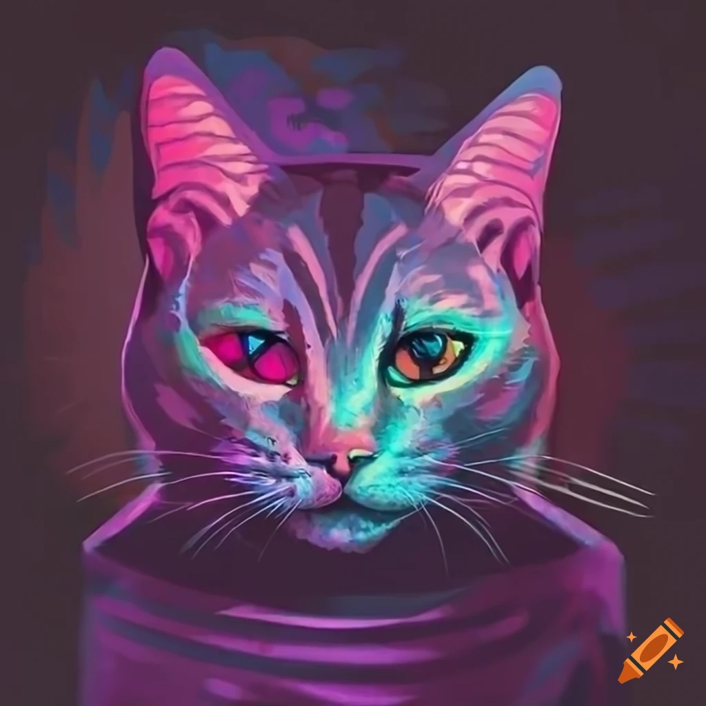 Cats in retrowave style