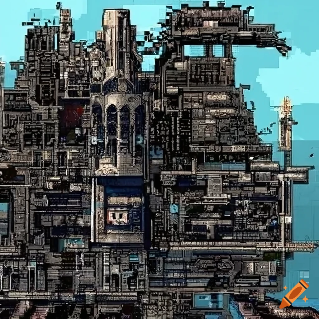 Cyber city oedo 808 2d level layout map, high resolution pixel art