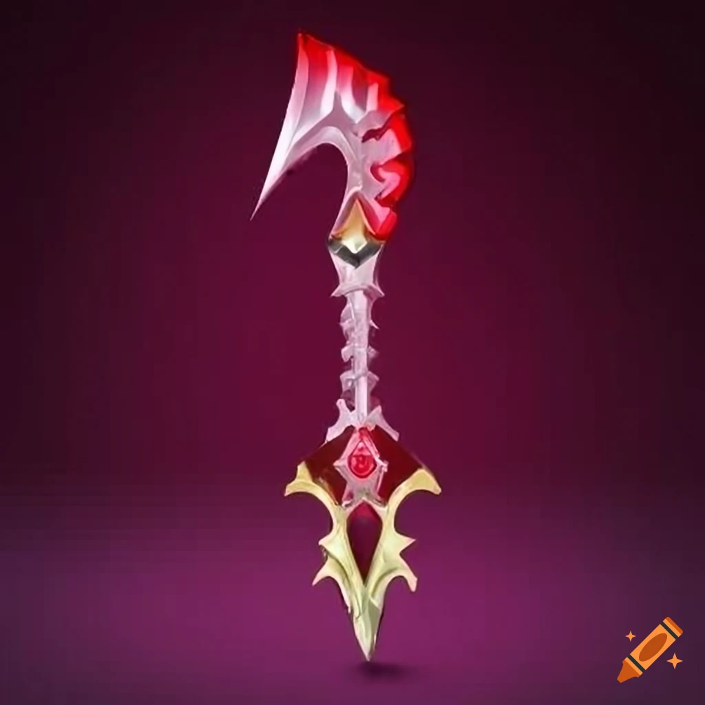 A keyblade made of red crystal sickle shaped