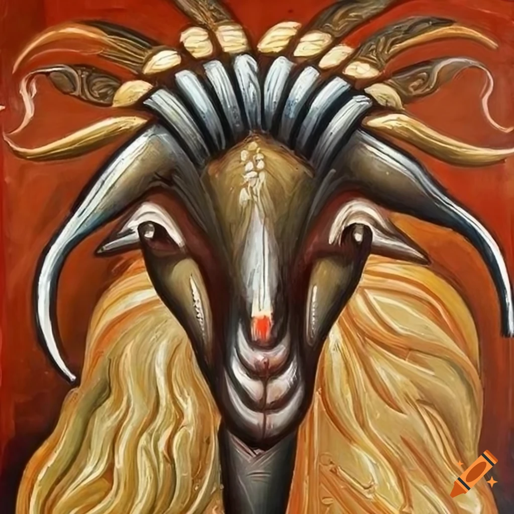 Byzantine icon painting of a goat