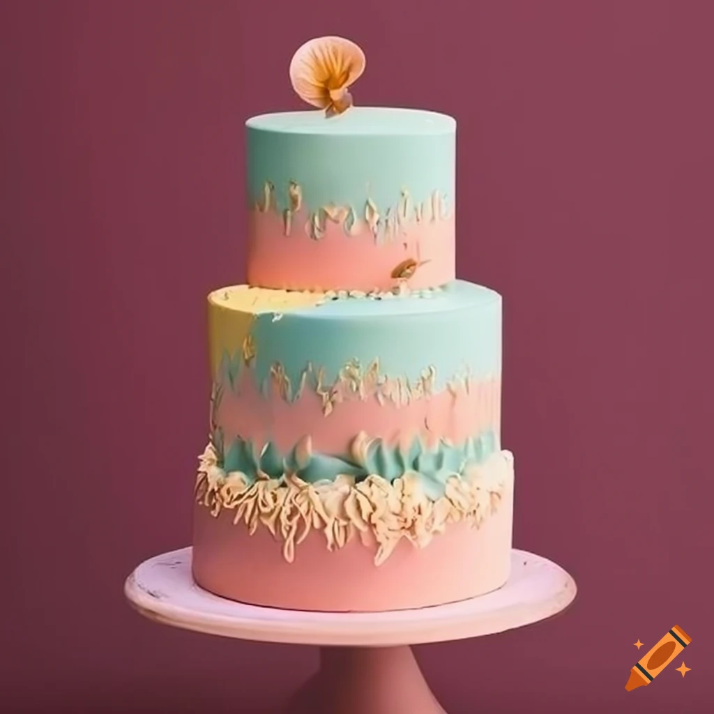 Intricate feminine single tier cake with simple colours