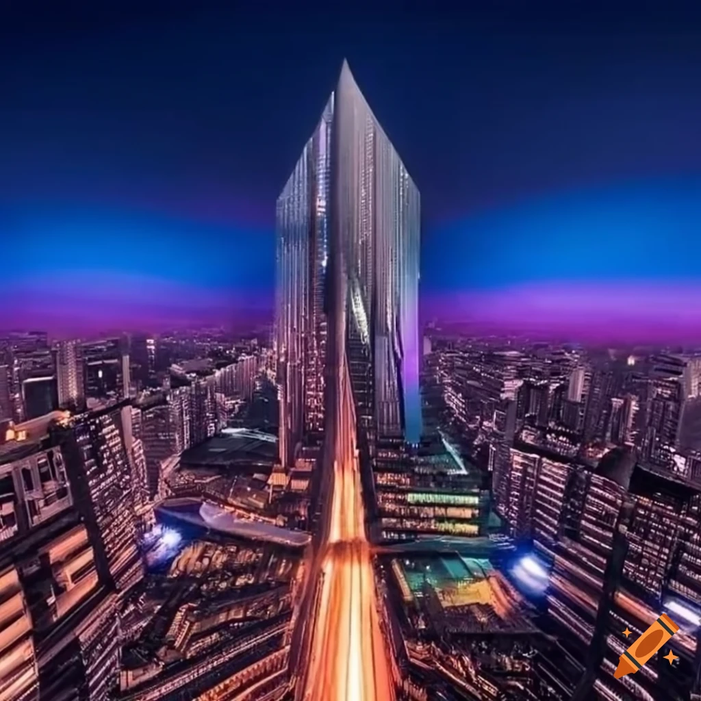 Extremely large futuristic city that goes as far as the eye can see ...